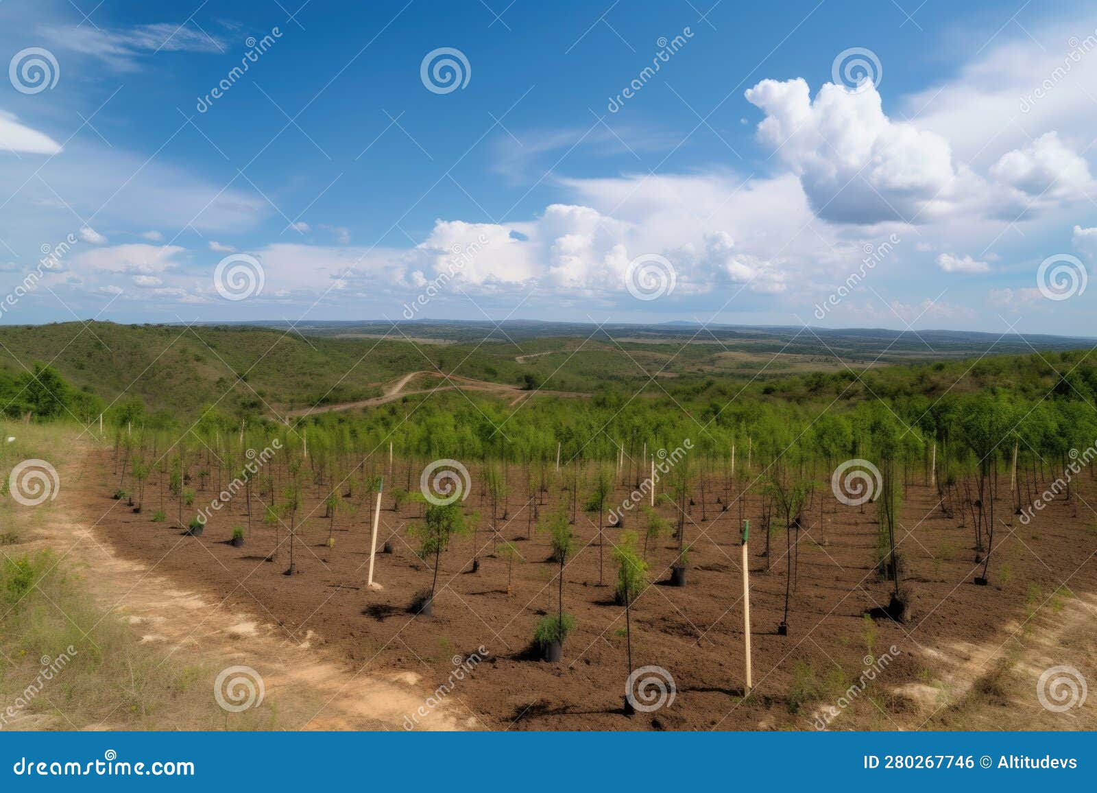 Reforestation Project In A Desert Landscape, With The Goal Of Restoring ...