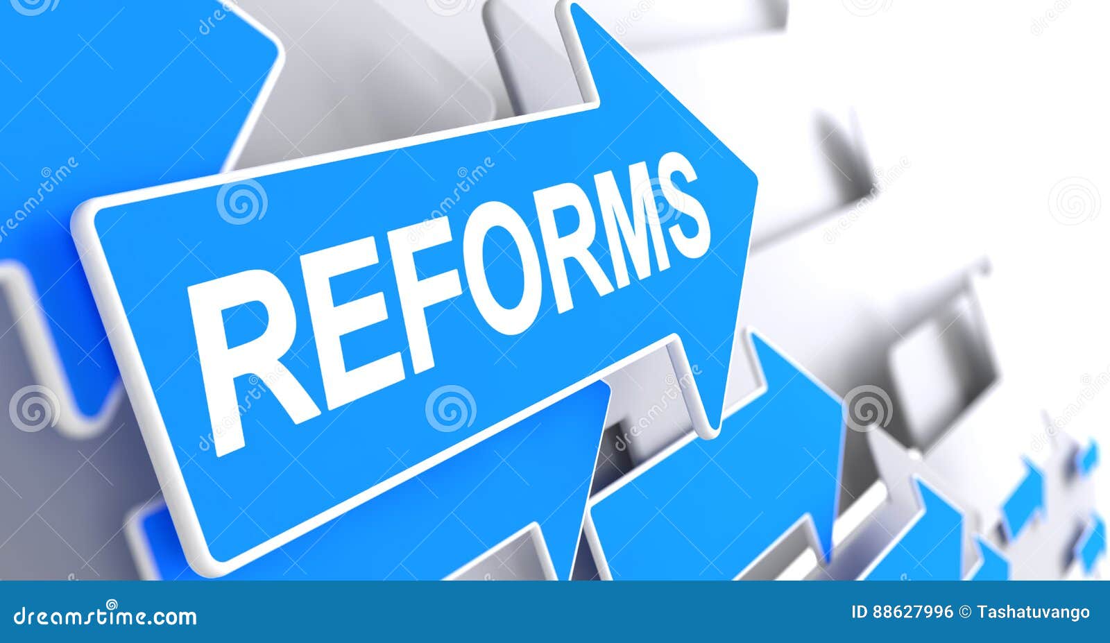 Reforms - Message on Blue Pointer. 3D. Stock Illustration ...
