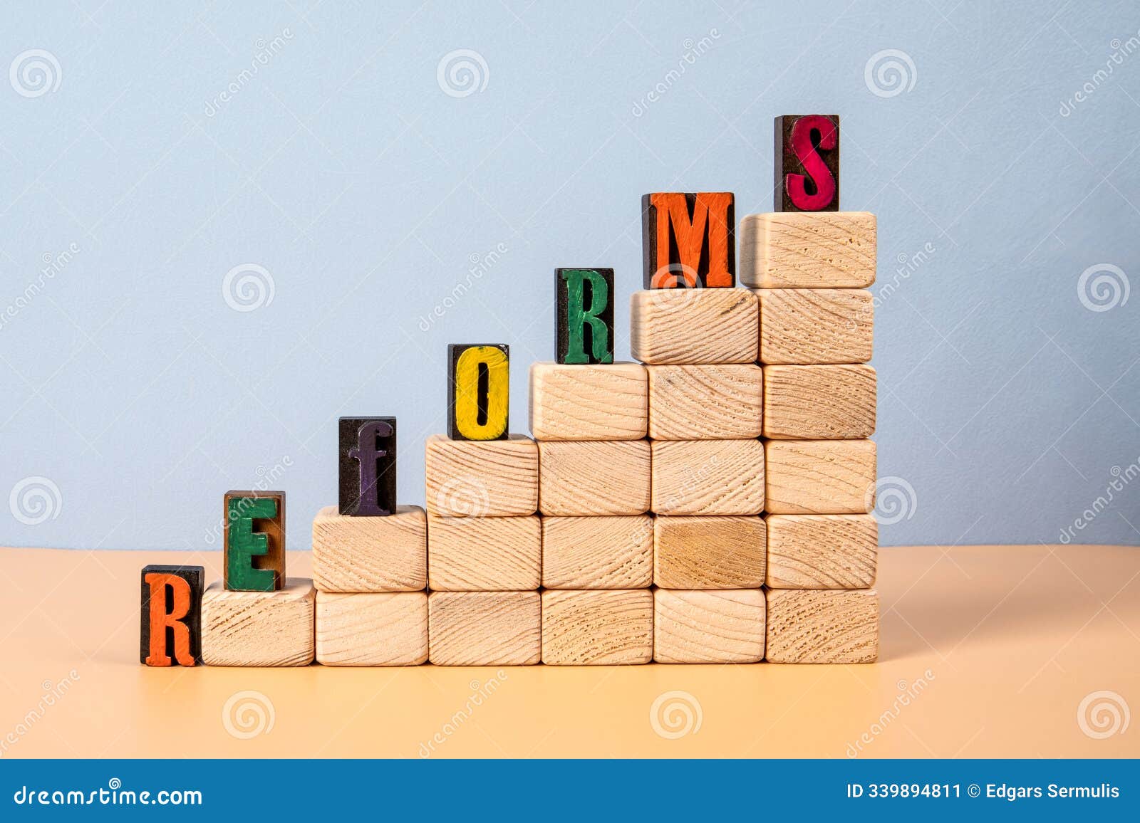REFORMS. Wooden Blocks and the Alphabet Stock Image - Image of campaign ...