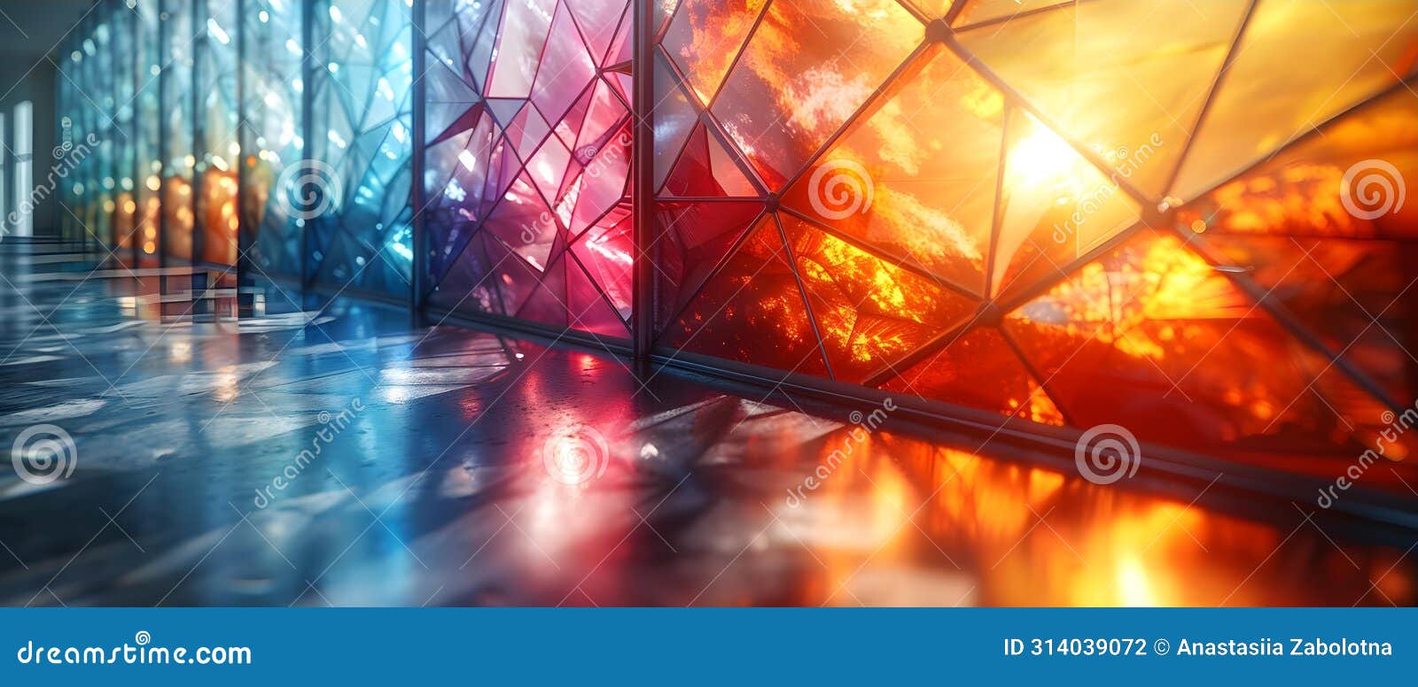 Refracted Light Creates Colorful Spectrum Reflections on Geometric ...