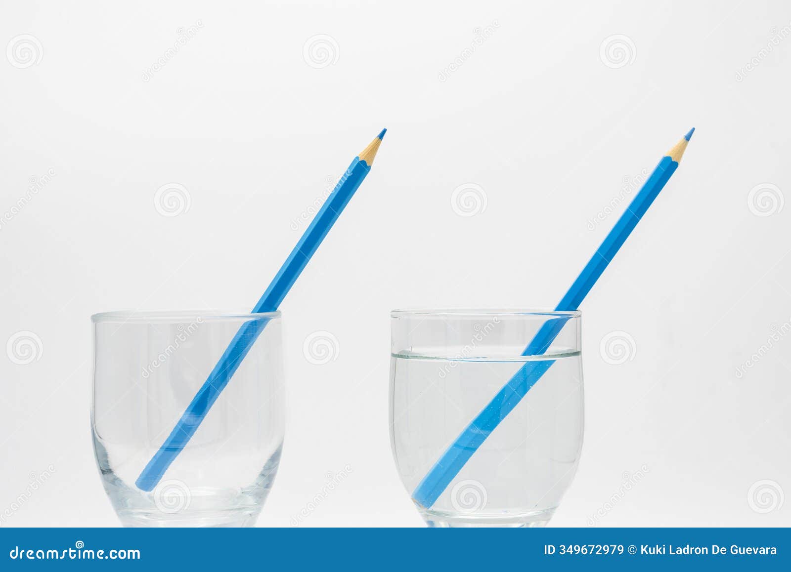 Refraction of Light, Demonstrated in a Glass Full of Water with Colored ...