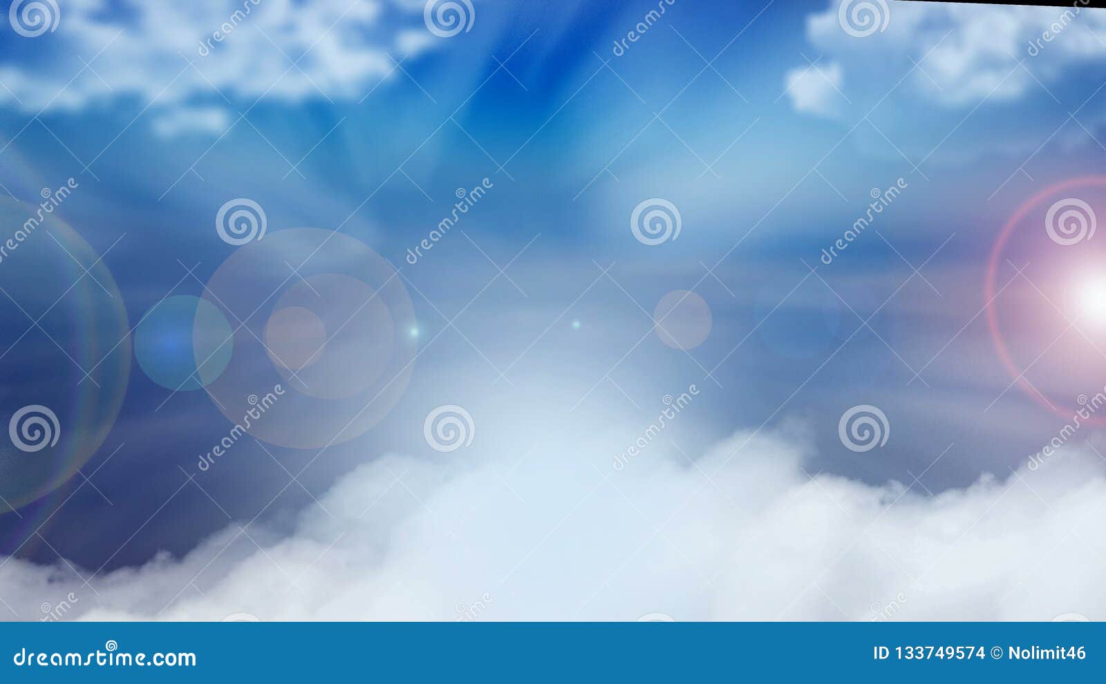 Refraction of Light - Rays, Blue Sky and Sun Specks, Modern Abstract ...