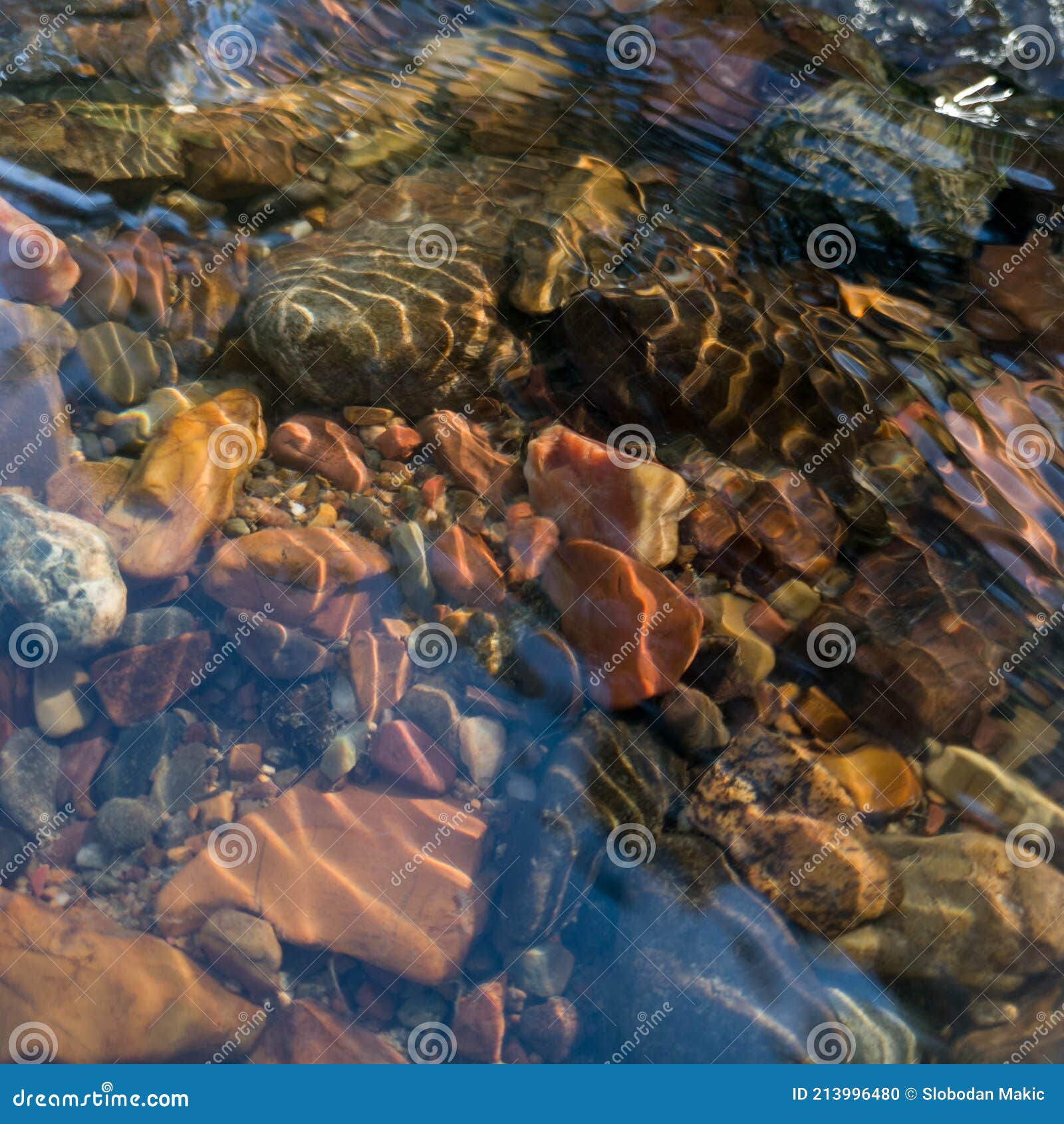 Refraction of Light in Shallow Creek with Rippling Surface and Stones ...