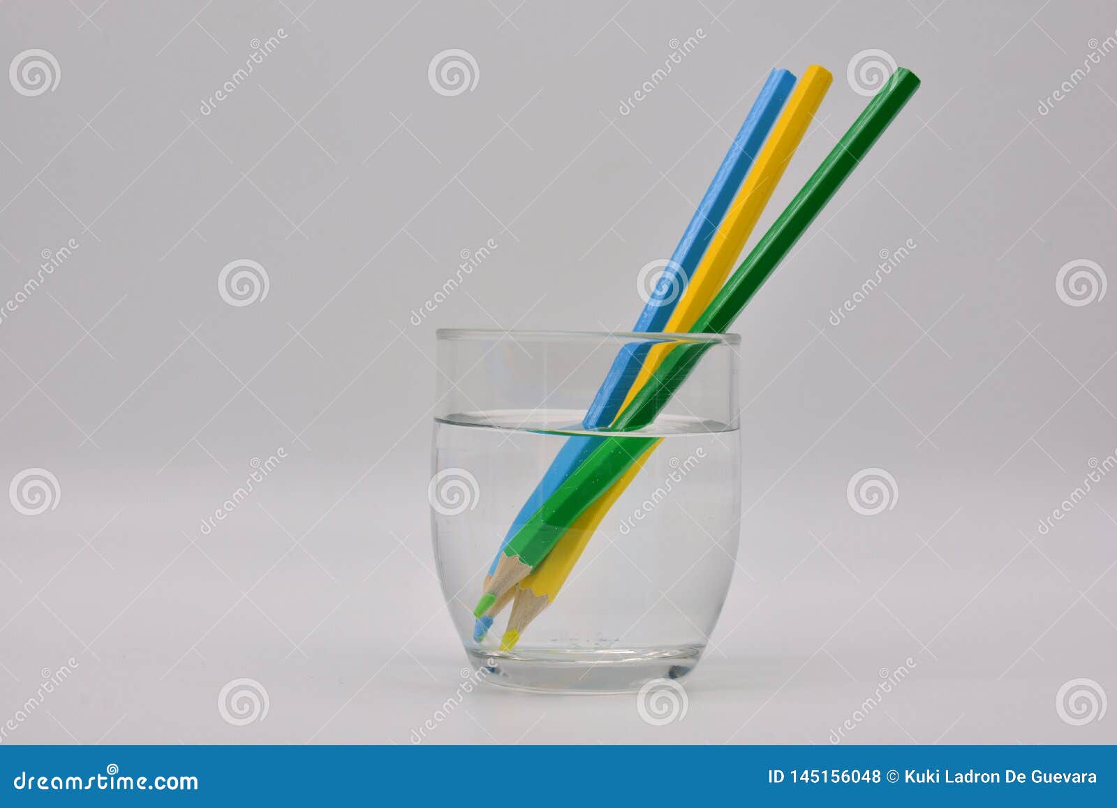 Refraction of light stock photo. Image of pencils, glass - 145156048