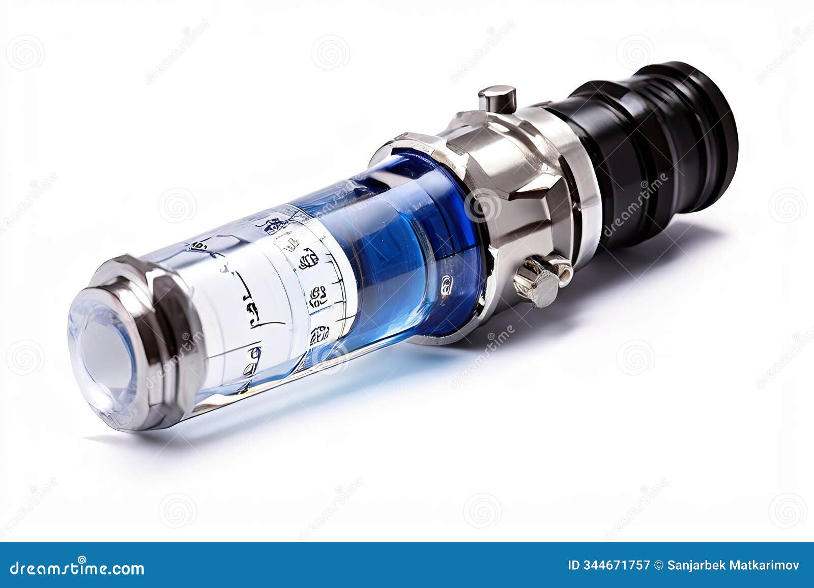 Refractometer With Liquid Sample A Refractometer Measuring The Royalty ...