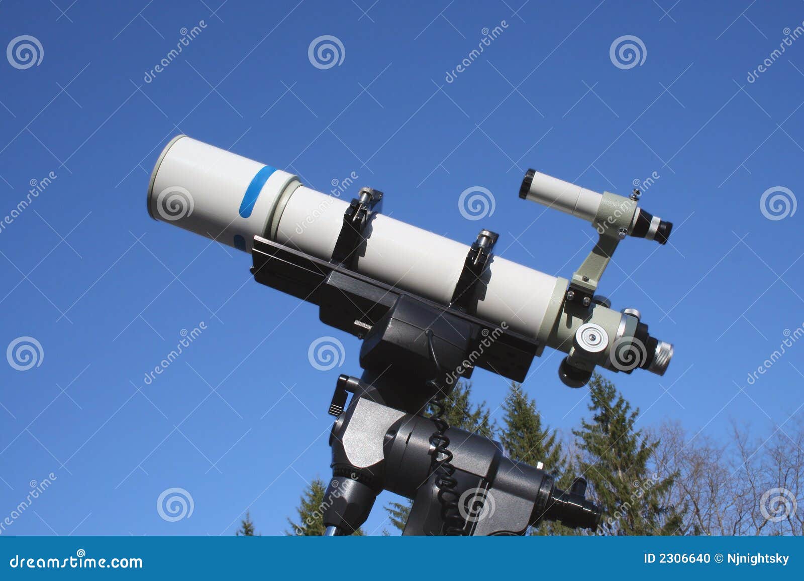 Refractor telescope stock photo. Image of tripod, night - 2306640
