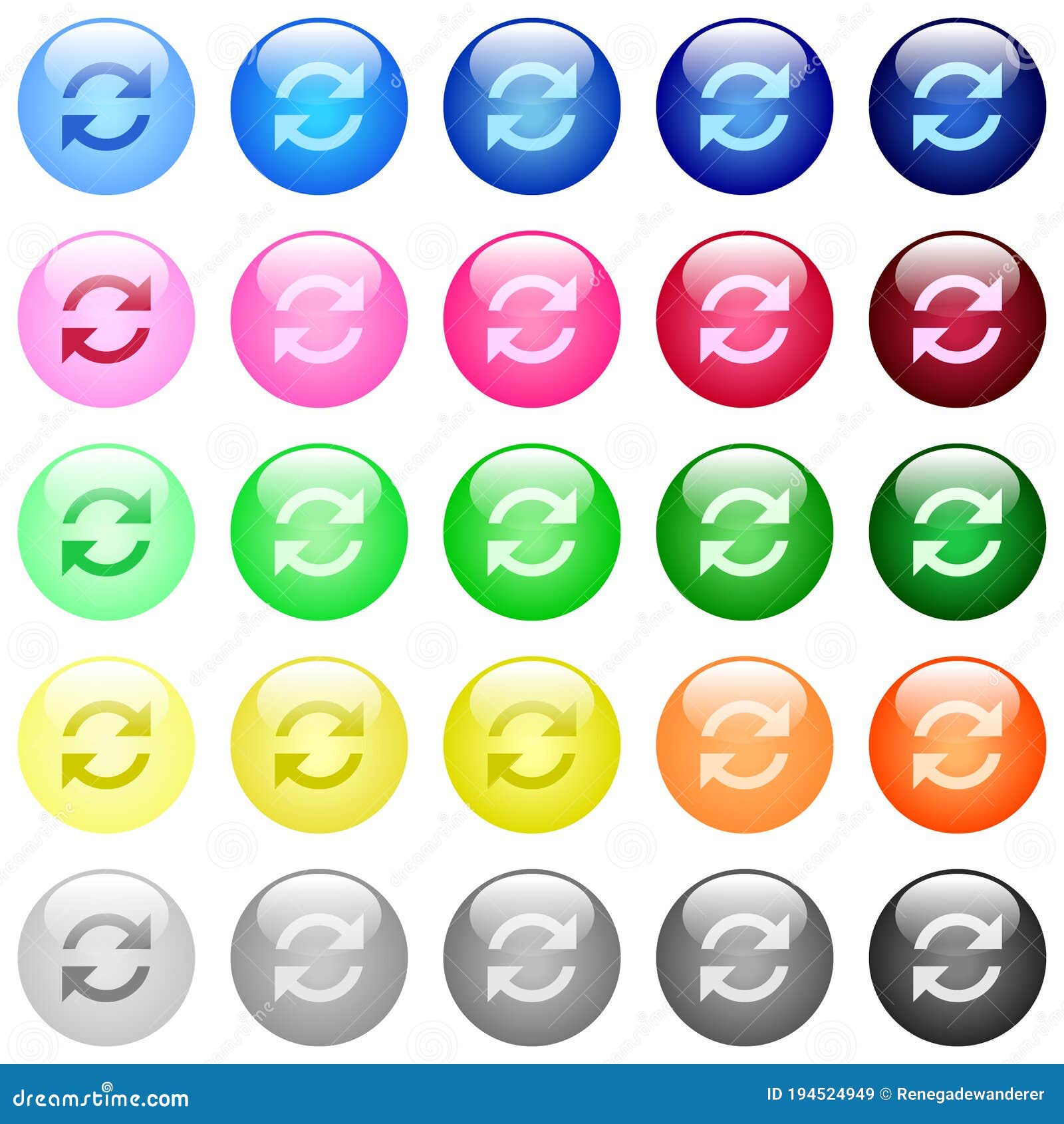 Refresh Arrows Icons in Color Glossy Buttons Stock Vector ...