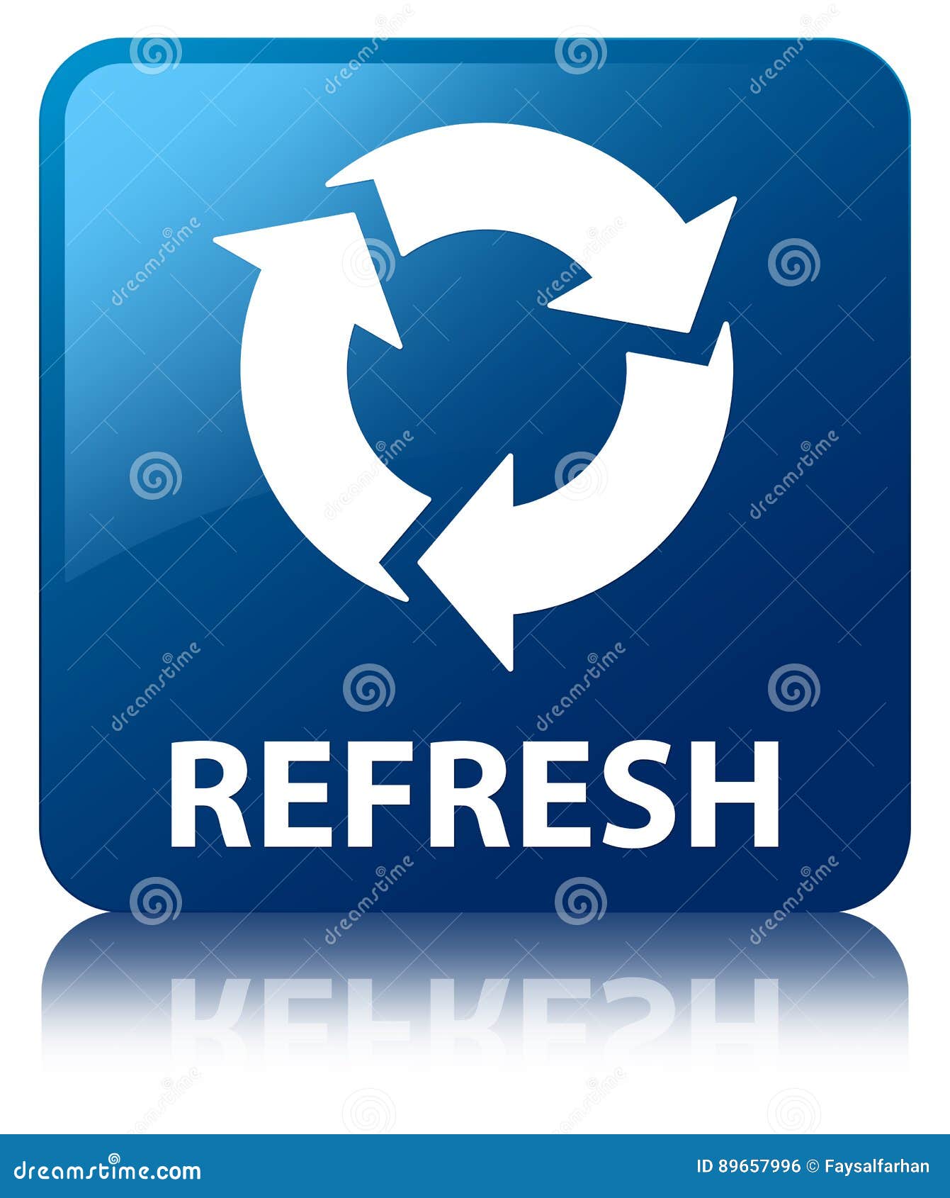 Refresh blue square button stock illustration. Illustration of reload ...
