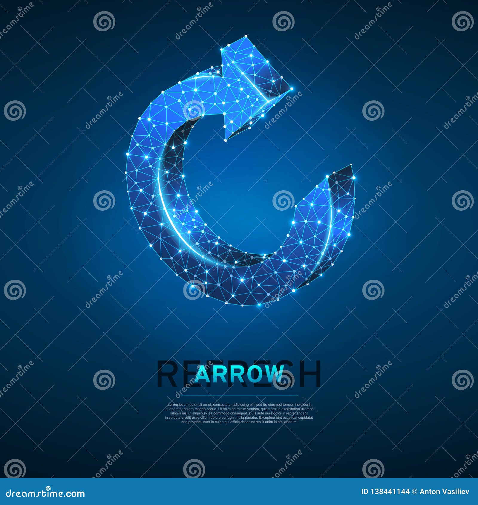 Refresh Circular Arrow Symbol. Wireframe Digital 3d Vector Origami ...