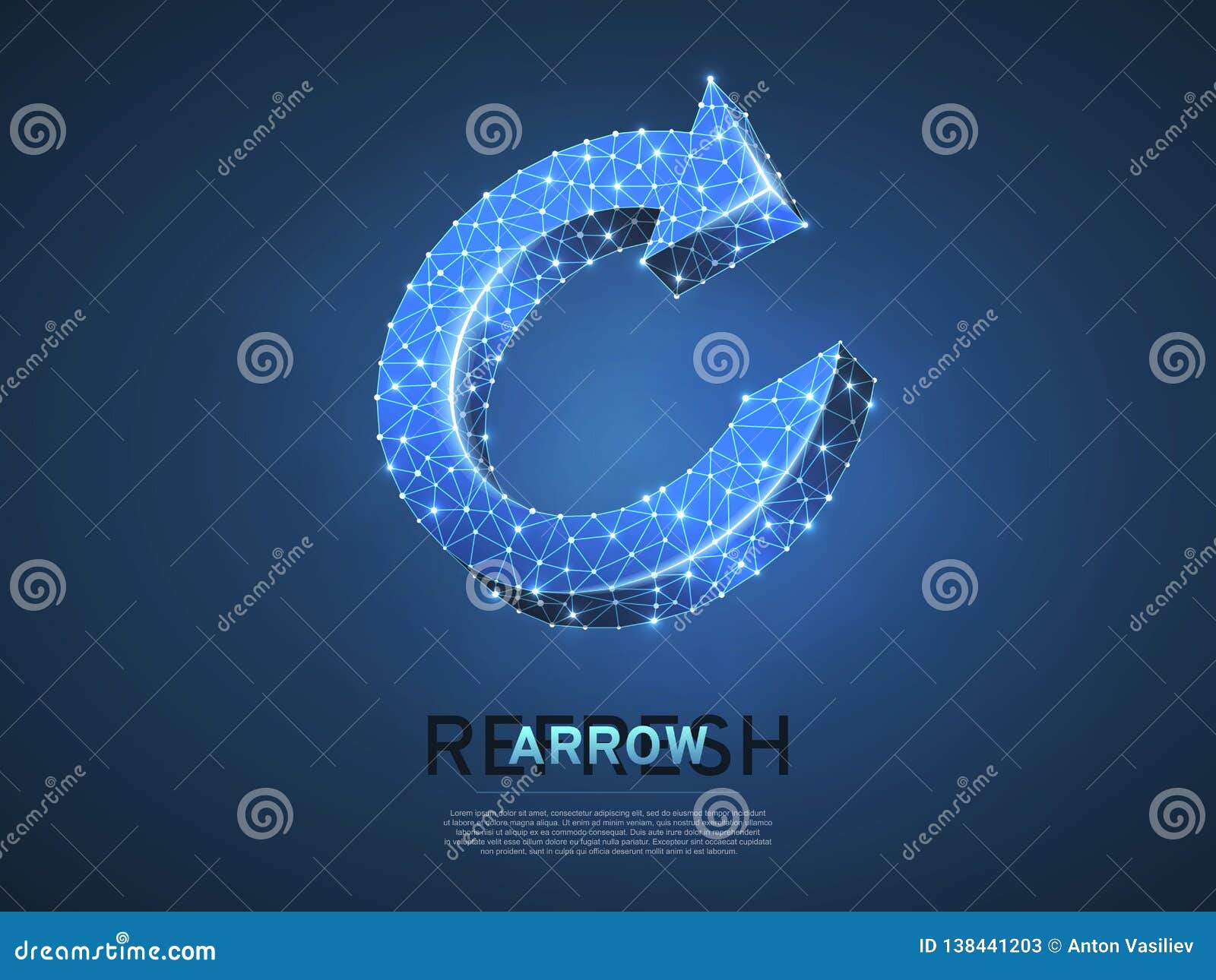 Refresh Circular Arrow Symbol. Wireframe Digital 3d Vector Origami ...