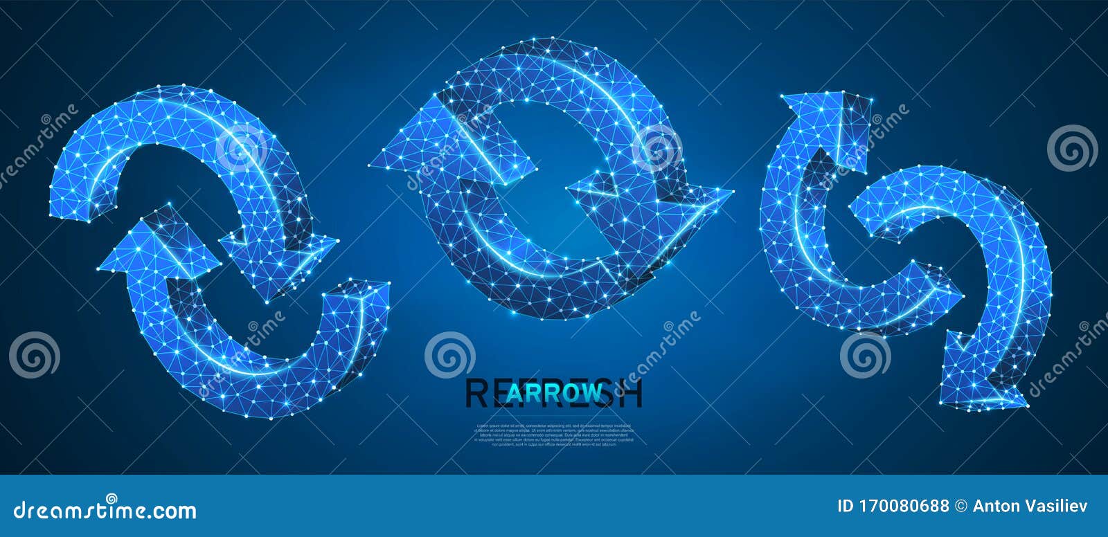 Refresh Circular Arrows Symbol Set. Low Poly, Wireframe, Digital 3d ...