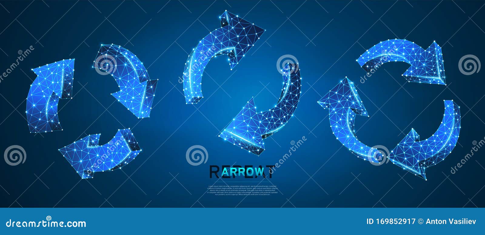 Refresh Circular Arrows Symbol Set. Low Poly, Wireframe, Digital 3d ...