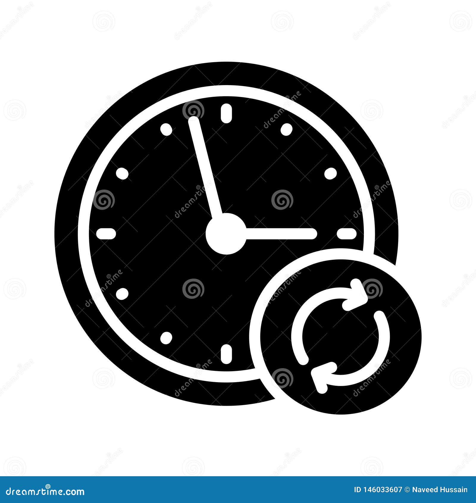 Refresh Clock Glyph Flat Vector Icon Stock Vector - Illustration of ...