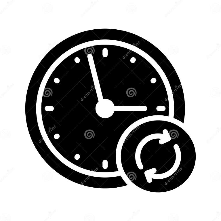 Refresh Clock Glyph Flat Vector Icon Stock Vector - Illustration of ...