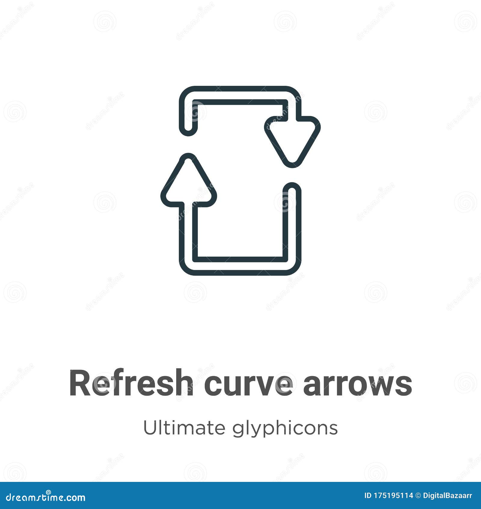 Refresh Curve Arrows Outline Vector Icon. Thin Line Black Refresh Curve ...