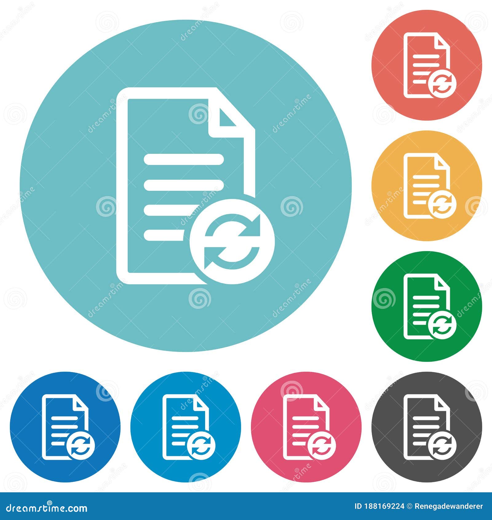 Refresh Document Flat Round Icons Stock Vector - Illustration of letter ...