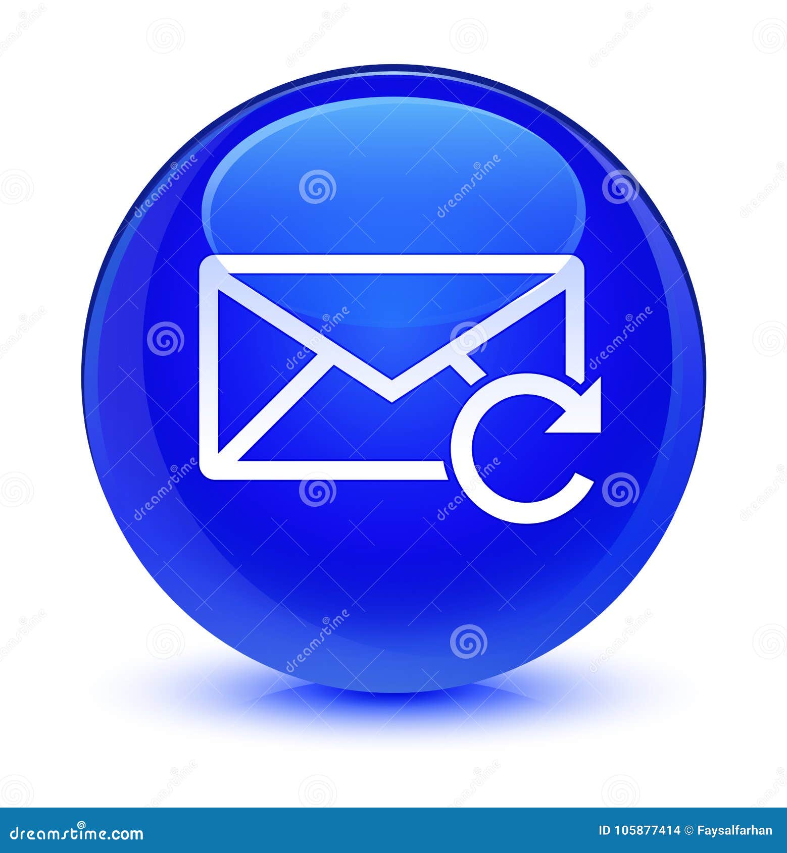 Refresh Email Icon Glassy Blue Round Button Stock Illustration ...