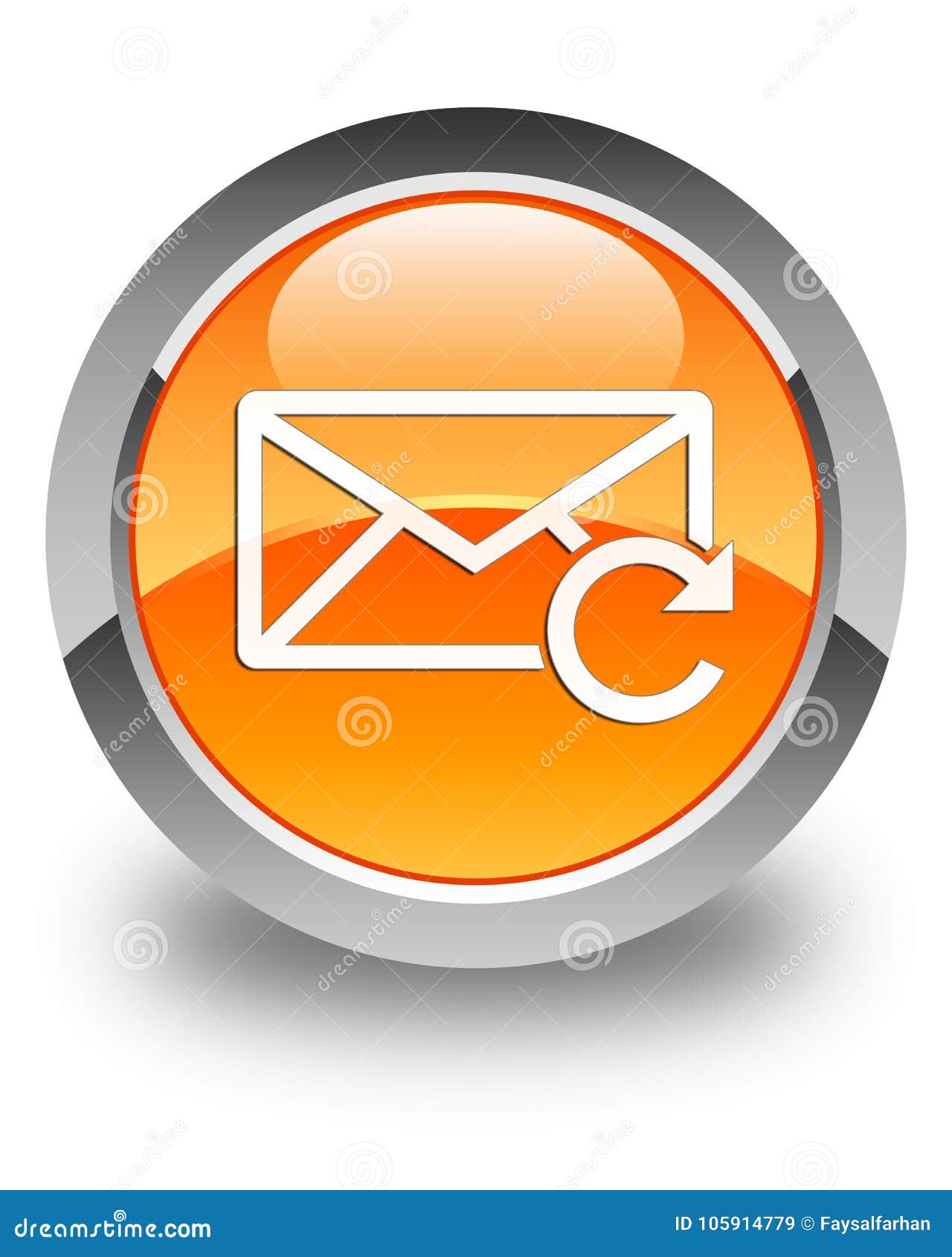 Refresh Email Icon Glossy Orange Round Button Stock Illustration ...