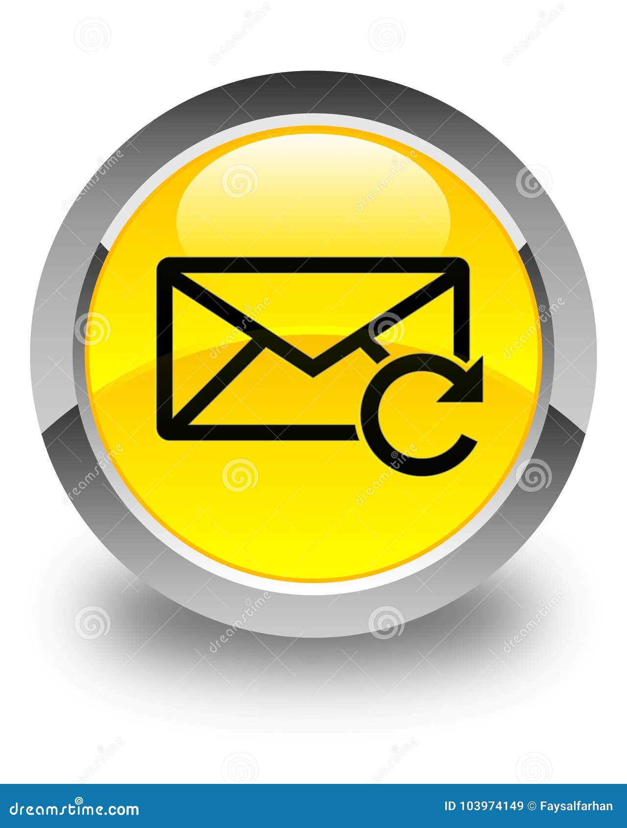 Refresh Email Icon Glossy Yellow Round Button Stock Illustration ...