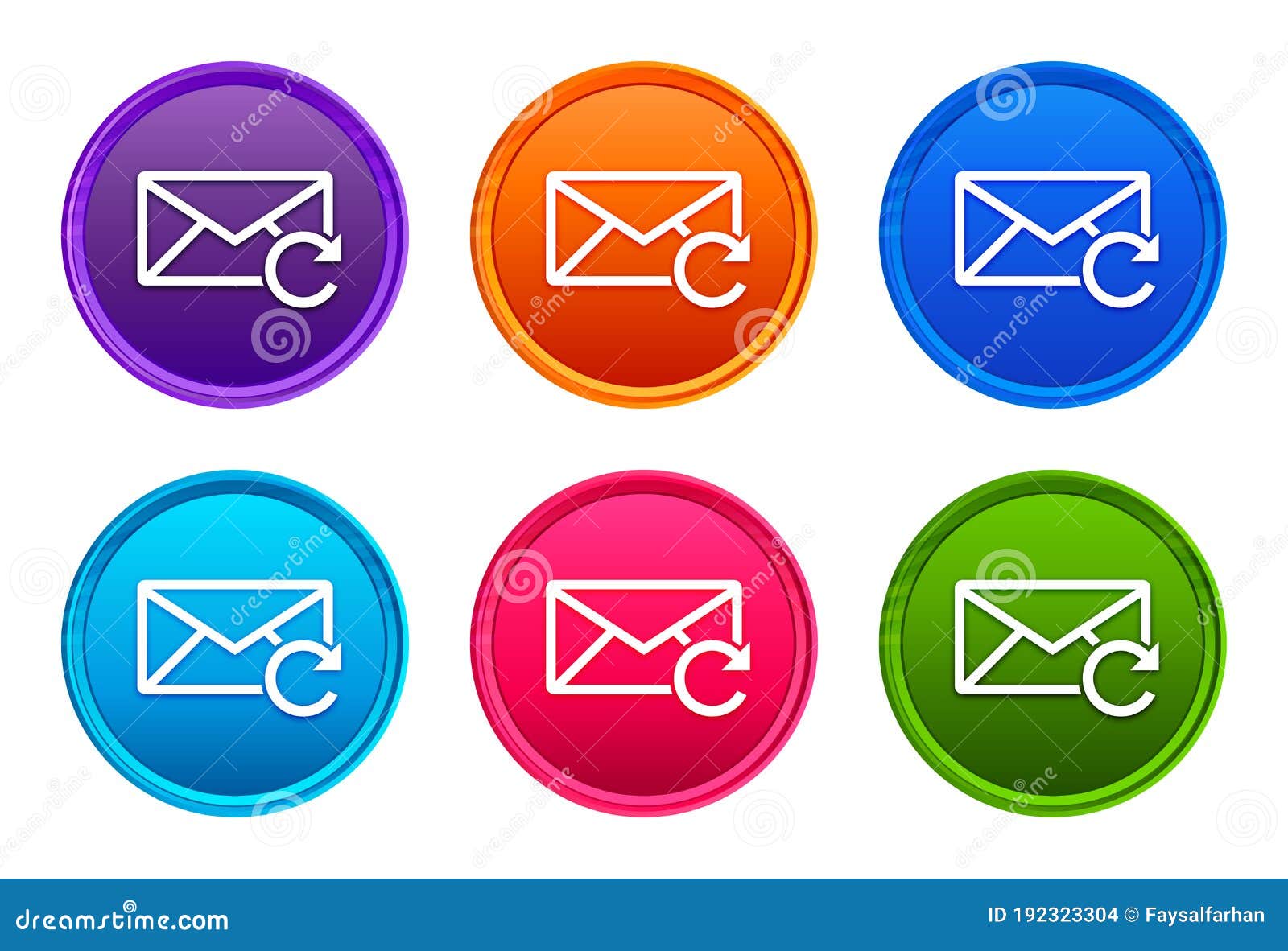 Refresh Email Icon Luxury Bright Round Button Set 6 Color Vector Stock ...