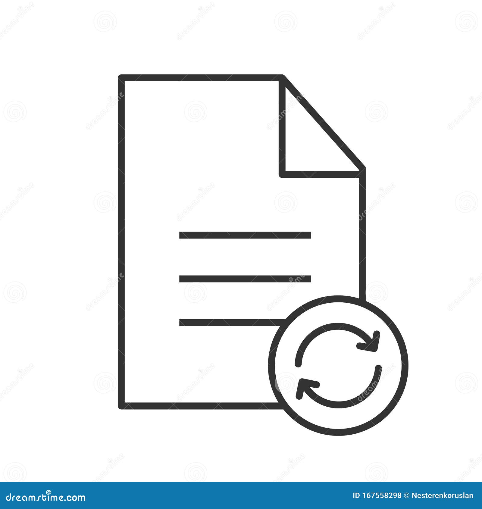 Refresh file linear icon stock vector. Illustration of concept - 167558298