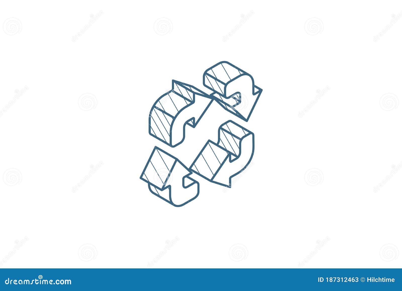 Refresh Four Arrows Isometric Icon. 3d Line Art Technical Drawing ...
