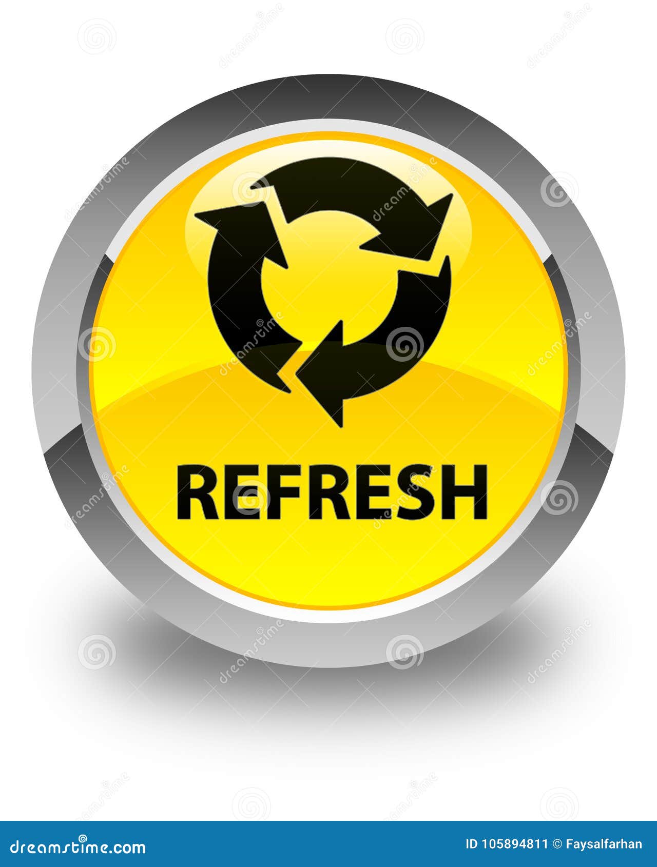 Refresh Glossy Yellow Round Button Stock Illustration - Illustration of ...