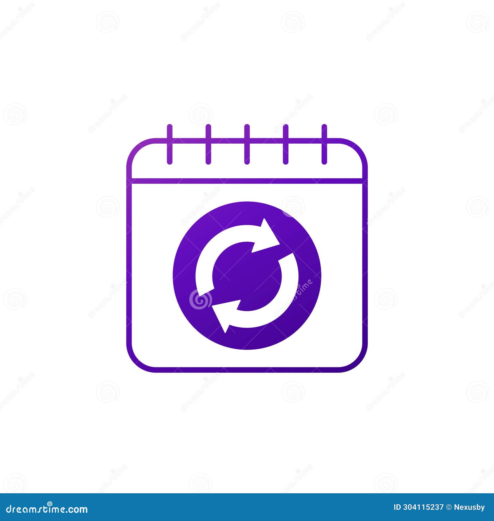 Daily Refresh Icon with a Calendar on White Stock Illustration ...