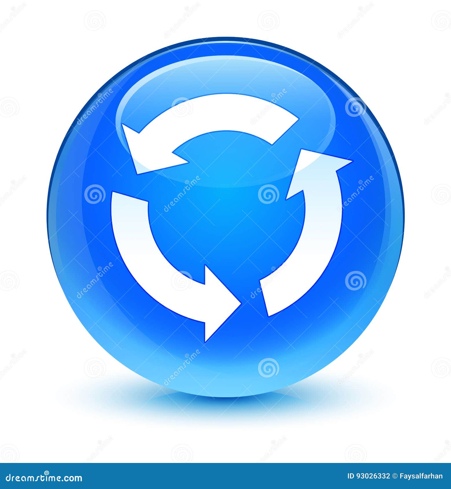 Refresh Icon Glassy Cyan Blue Round Button Stock Illustration ...