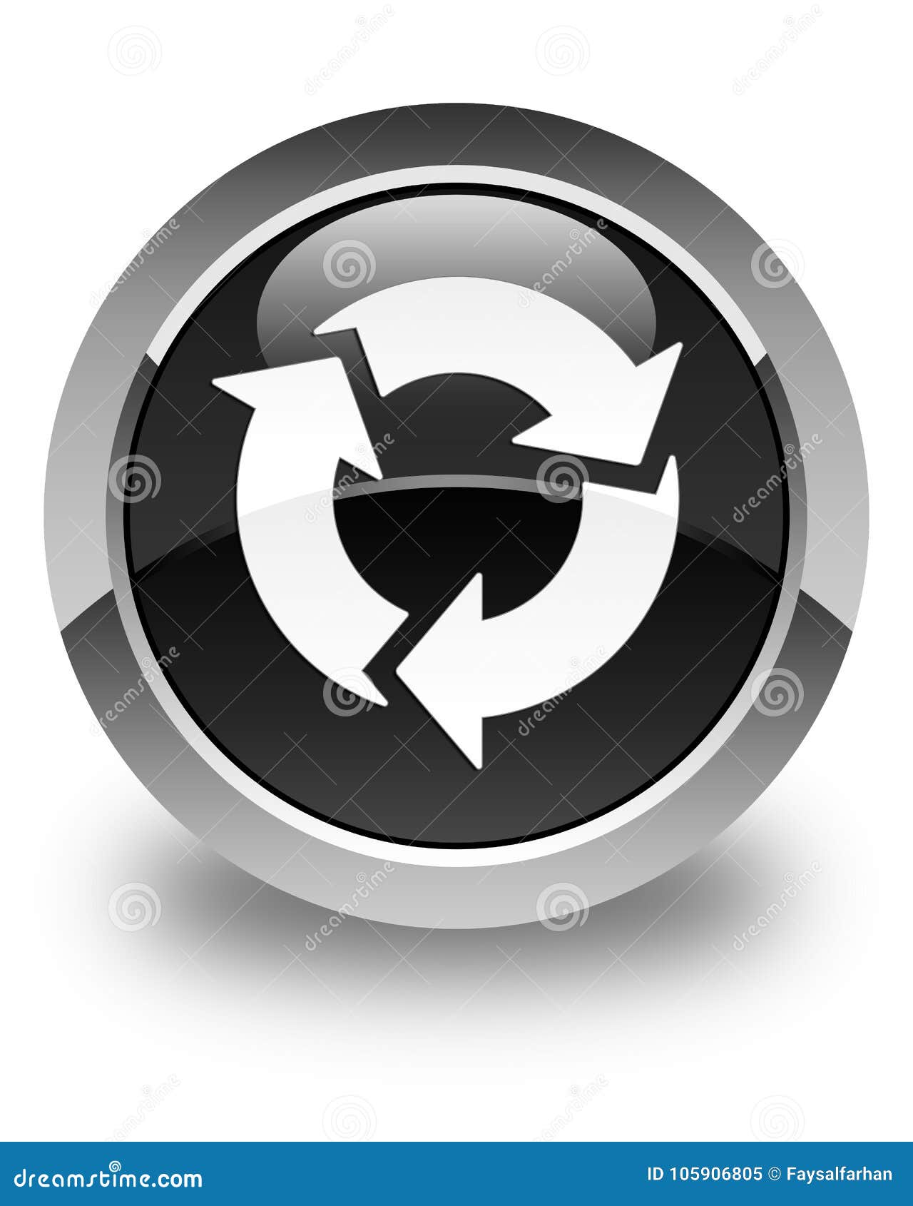 Refresh Icon Glossy Black Round Button Stock Illustration ...