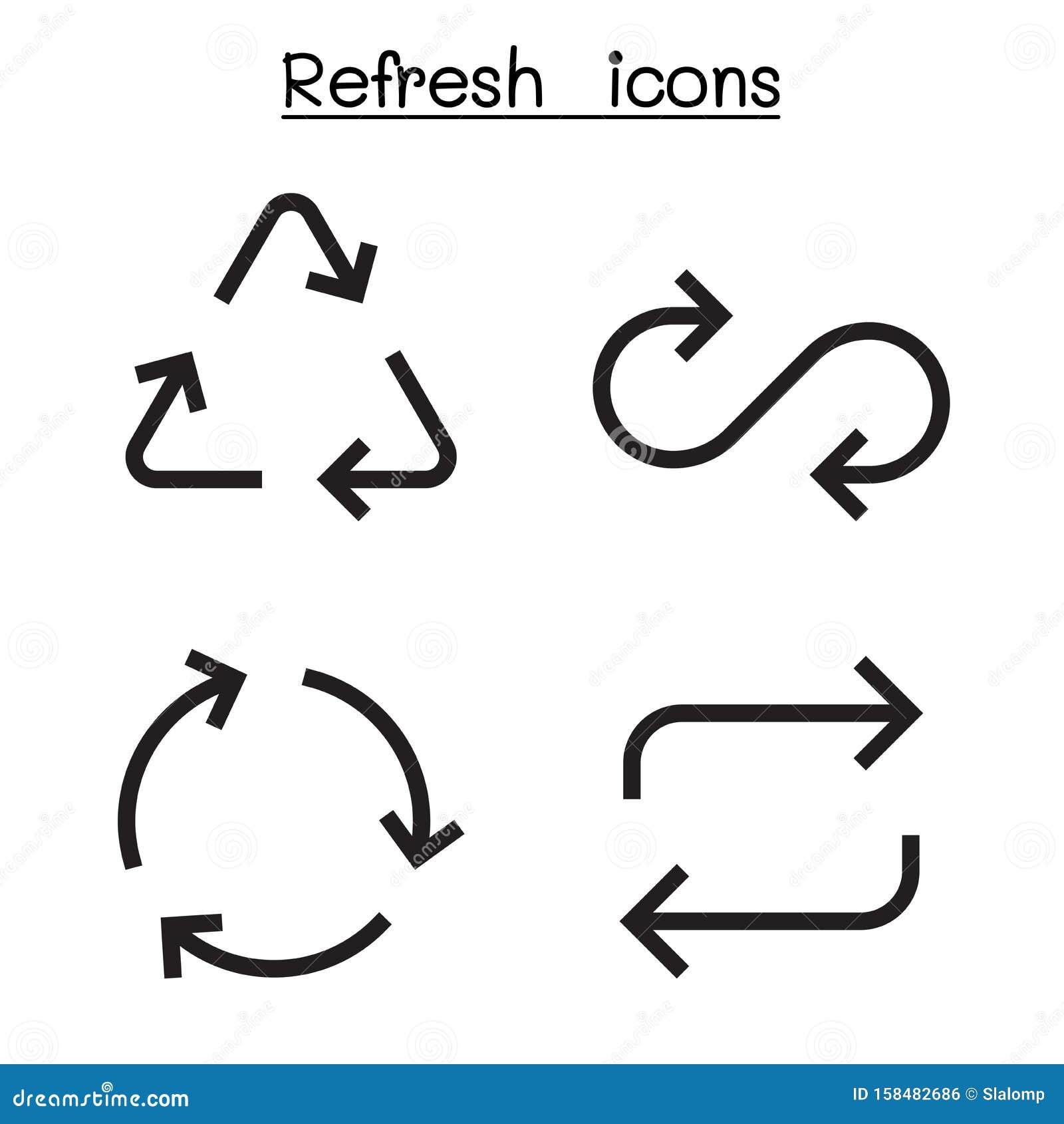 Refresh Icon Set in Sharp Corner Style Vector Illustration Graphic ...