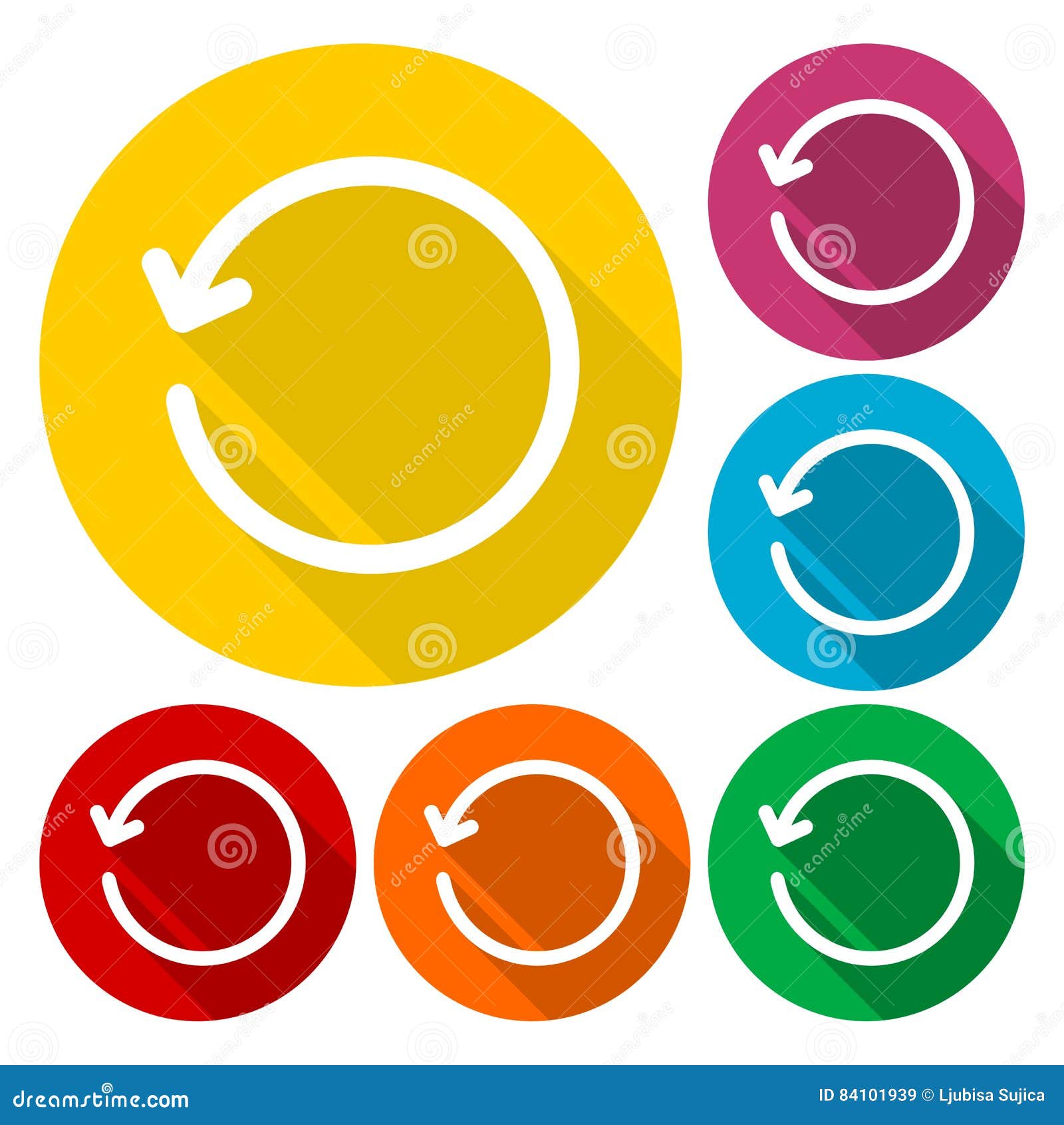 Refresh Icons Set with Long Shadow Stock Vector - Illustration of ...