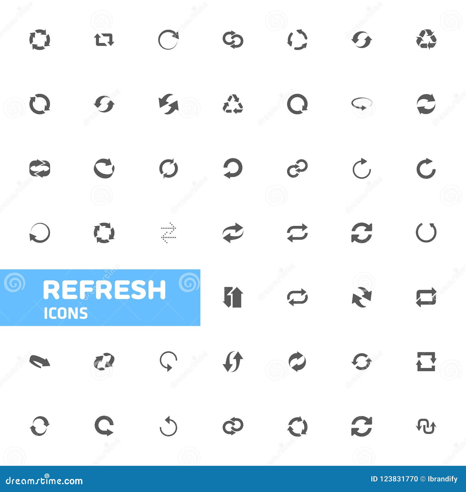 Refresh icons set vector stock vector. Illustration of repeat - 123831770