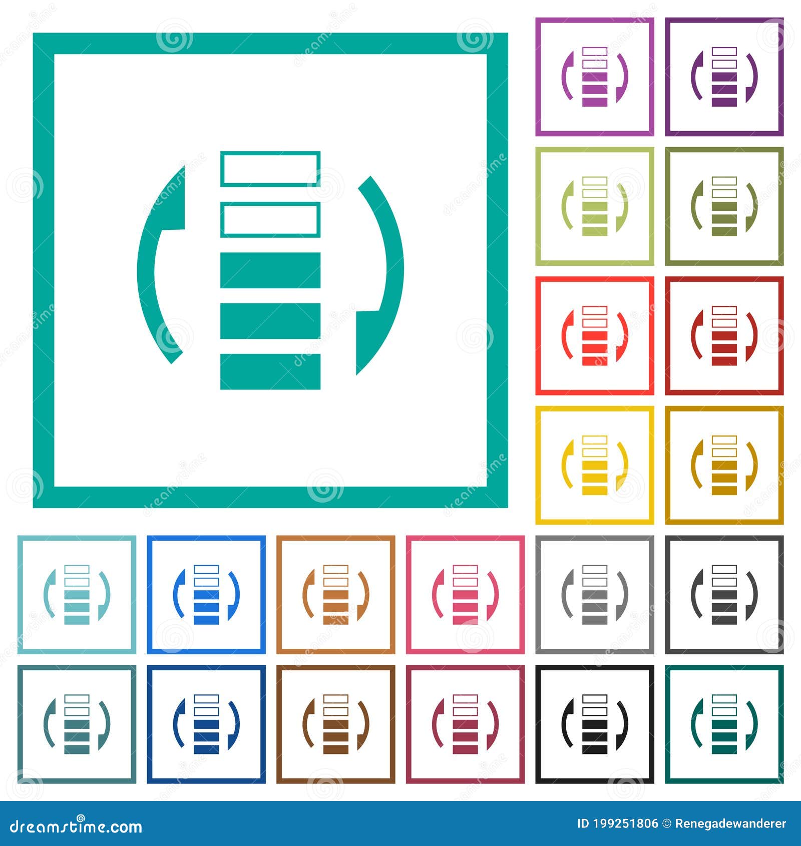 Refresh Rate Flat Color Icons with Quadrant Frames Stock Vector ...