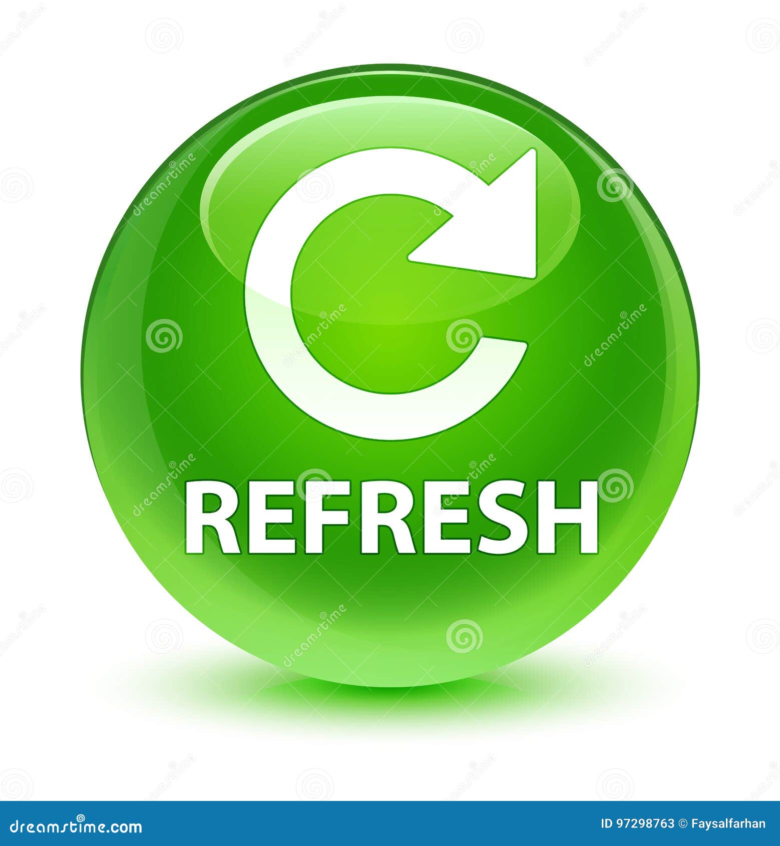 Refresh (rotate Arrow Icon) Glassy Green Round Button Stock ...