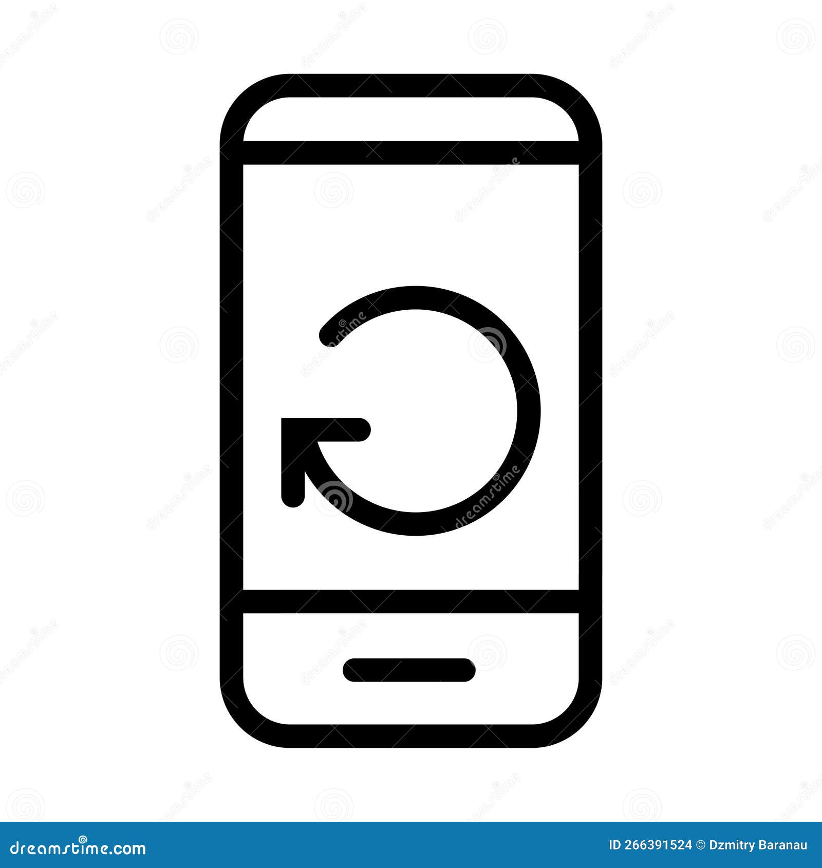 Refresh Smartphone Icon Line Isolated on White Background. Black Flat ...