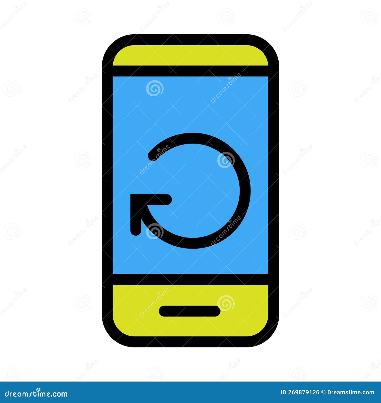 Refresh Smartphone Icon Line Isolated on White Background. Black Flat ...