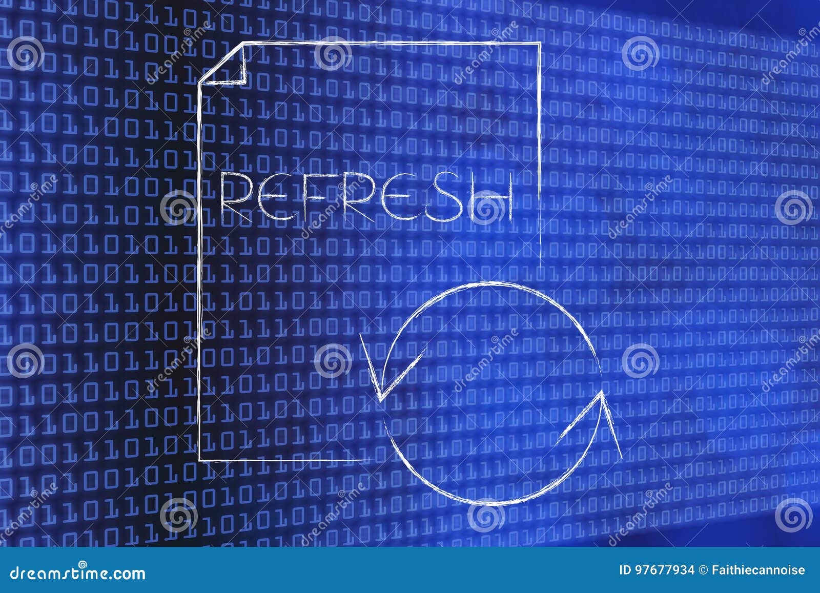 Refresh Symbol with Text and Arrow Over a Page Stock Illustration ...