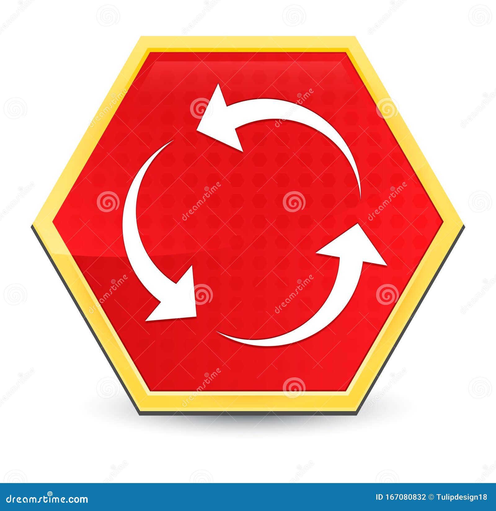 Refresh Update Icon Abstract Red Hexagon Button Bright Yellow Frame ...