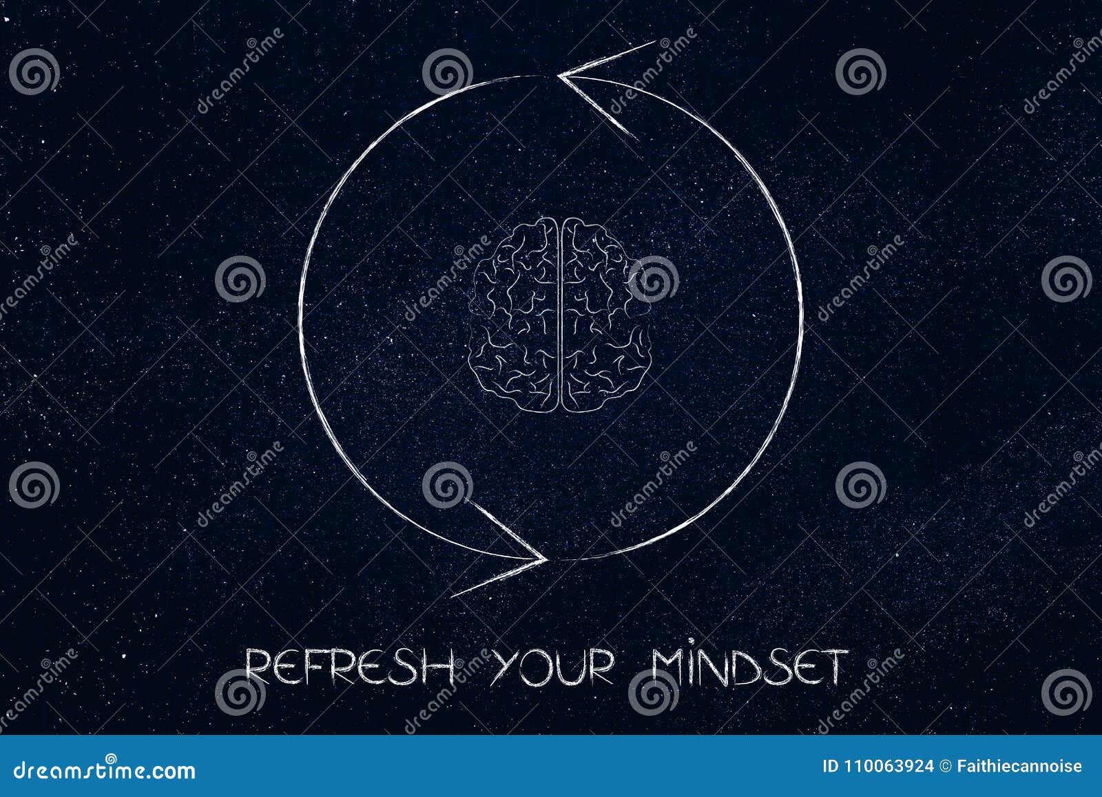 Brain Icon Surrounded by Refresh/repeat Sign Stock Illustration ...