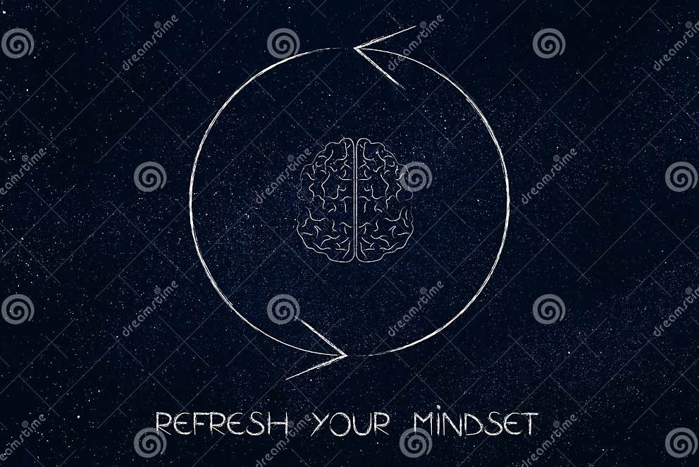 Brain Icon Surrounded by Refresh/repeat Sign Stock Illustration ...