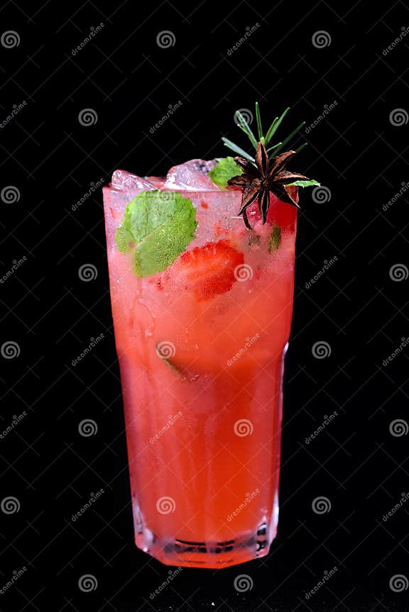 Refreshing Alcoholic Drink With Fruits Chilled Vodka And Gin Lemon Peel Served In Glass