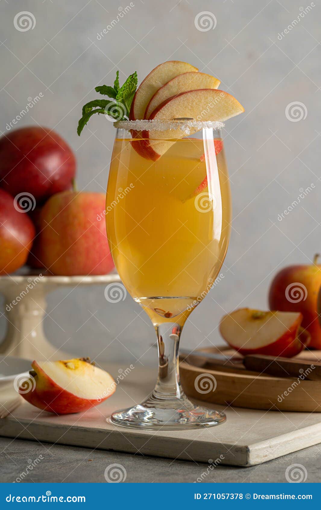Refreshing Apple Cocktail Drink with Fresh Red Apples Stock ...