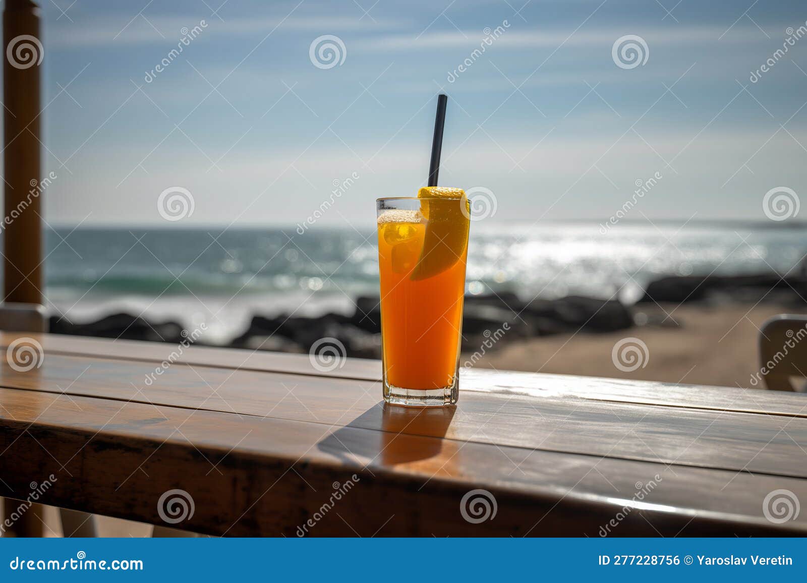 Refreshing Beach Juice with Crystal Clear Waters and Palm Trees in the ...