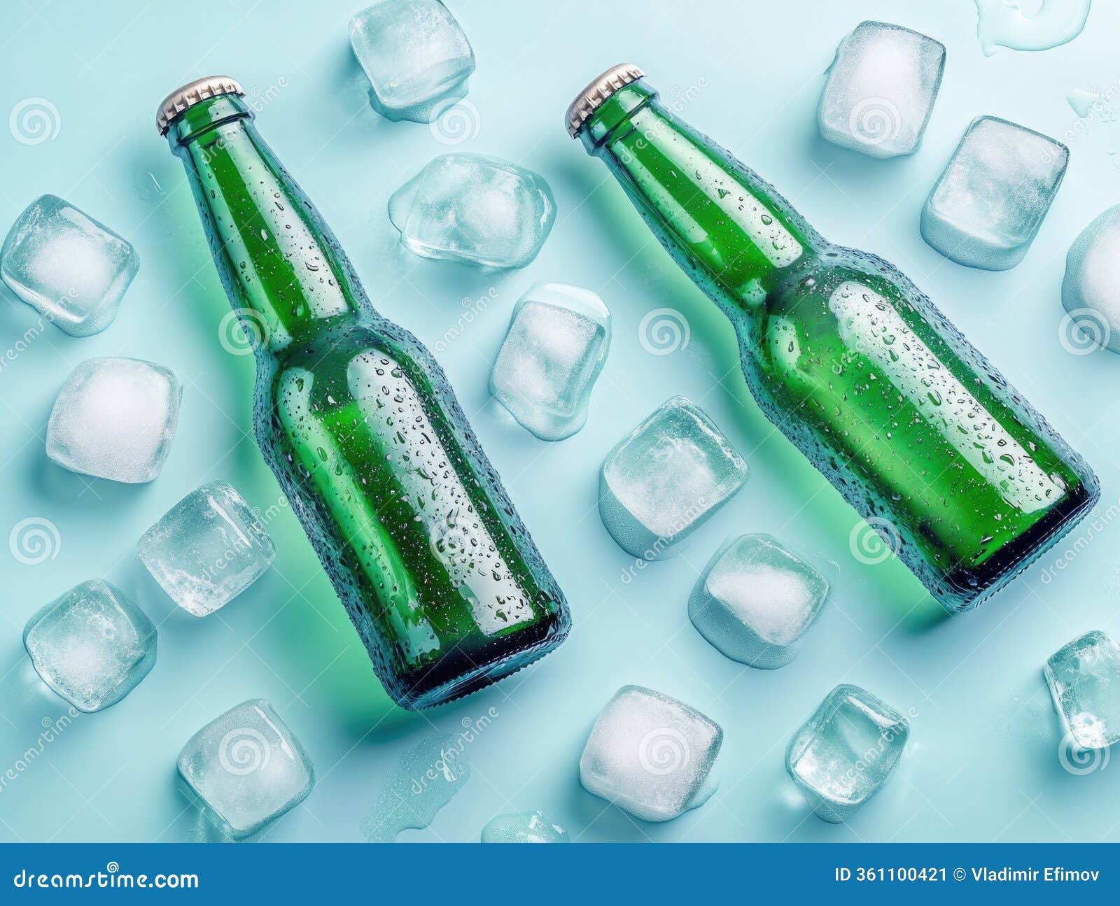 Refreshing Beer Bottles on Ice Stock Image - Image of chilled, cold ...