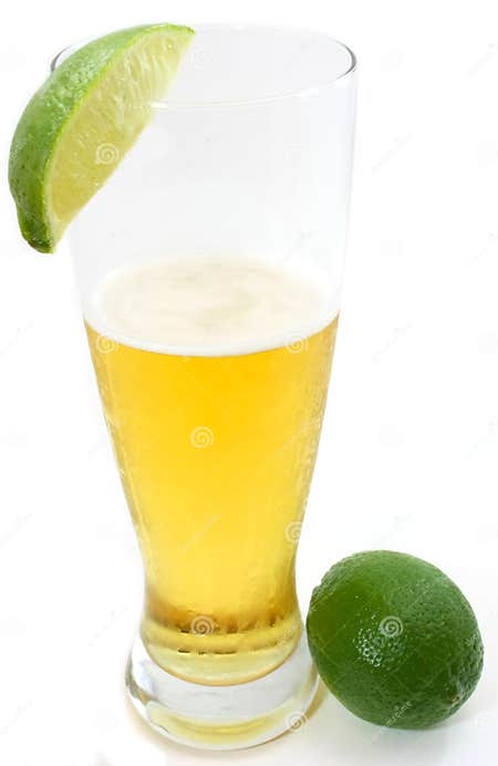 Refreshing Beer with Lime, and Full Lime Stock Image - Image of booze ...