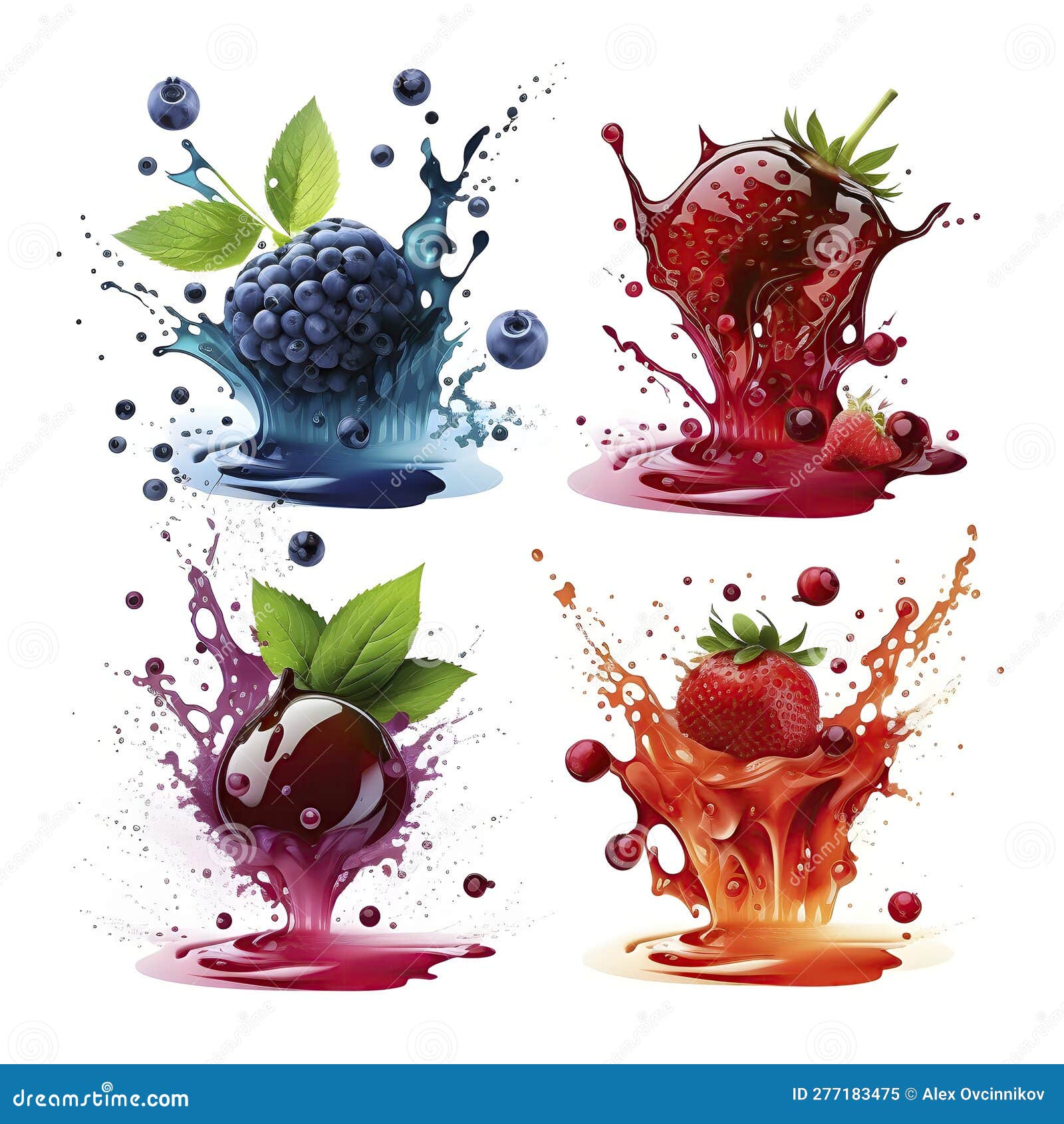 Refreshing Berry Juice Splash for Summer Drinks. Stock Illustration ...