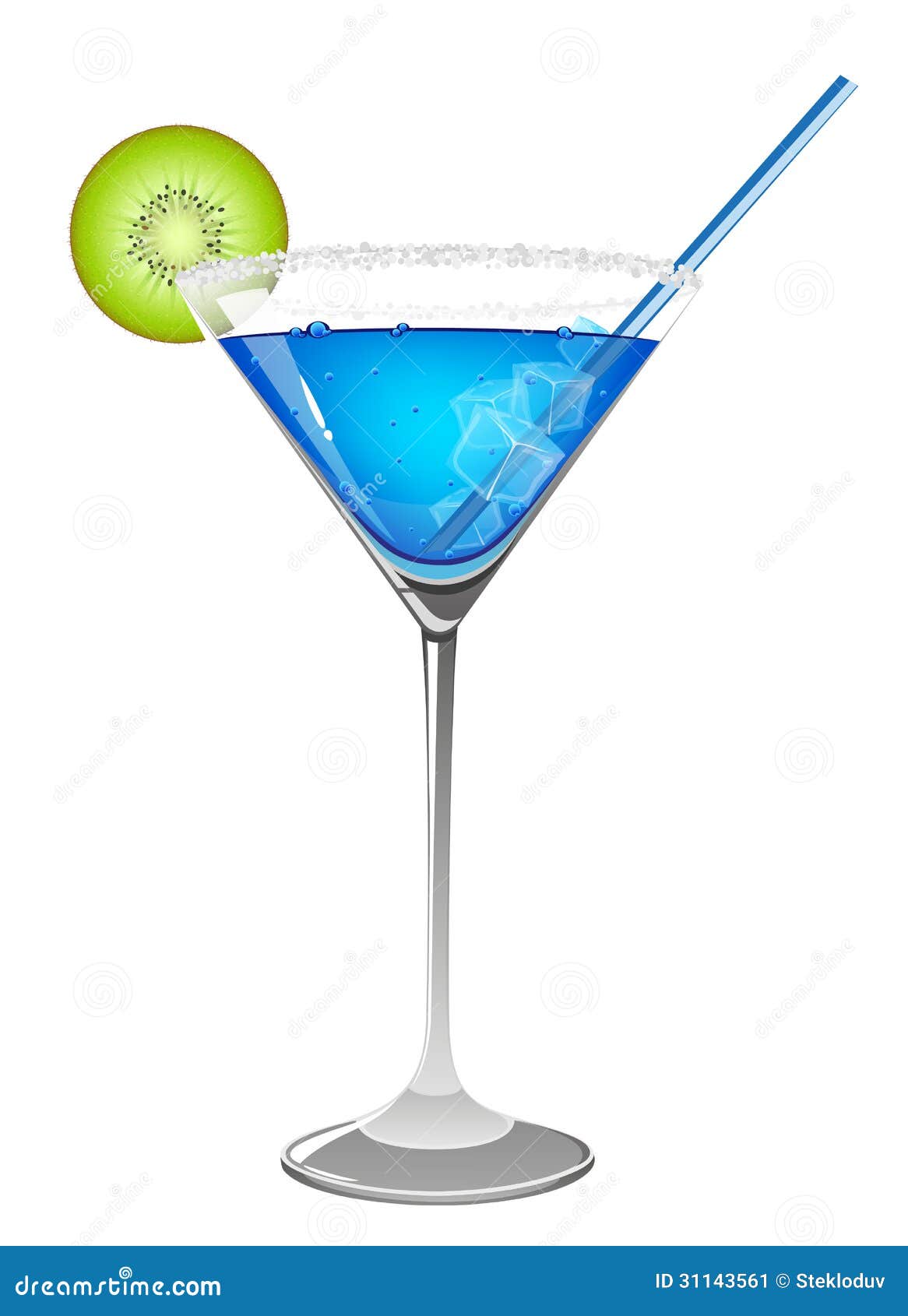 Refreshing blue cocktail stock vector. Illustration of garnish - 31143561