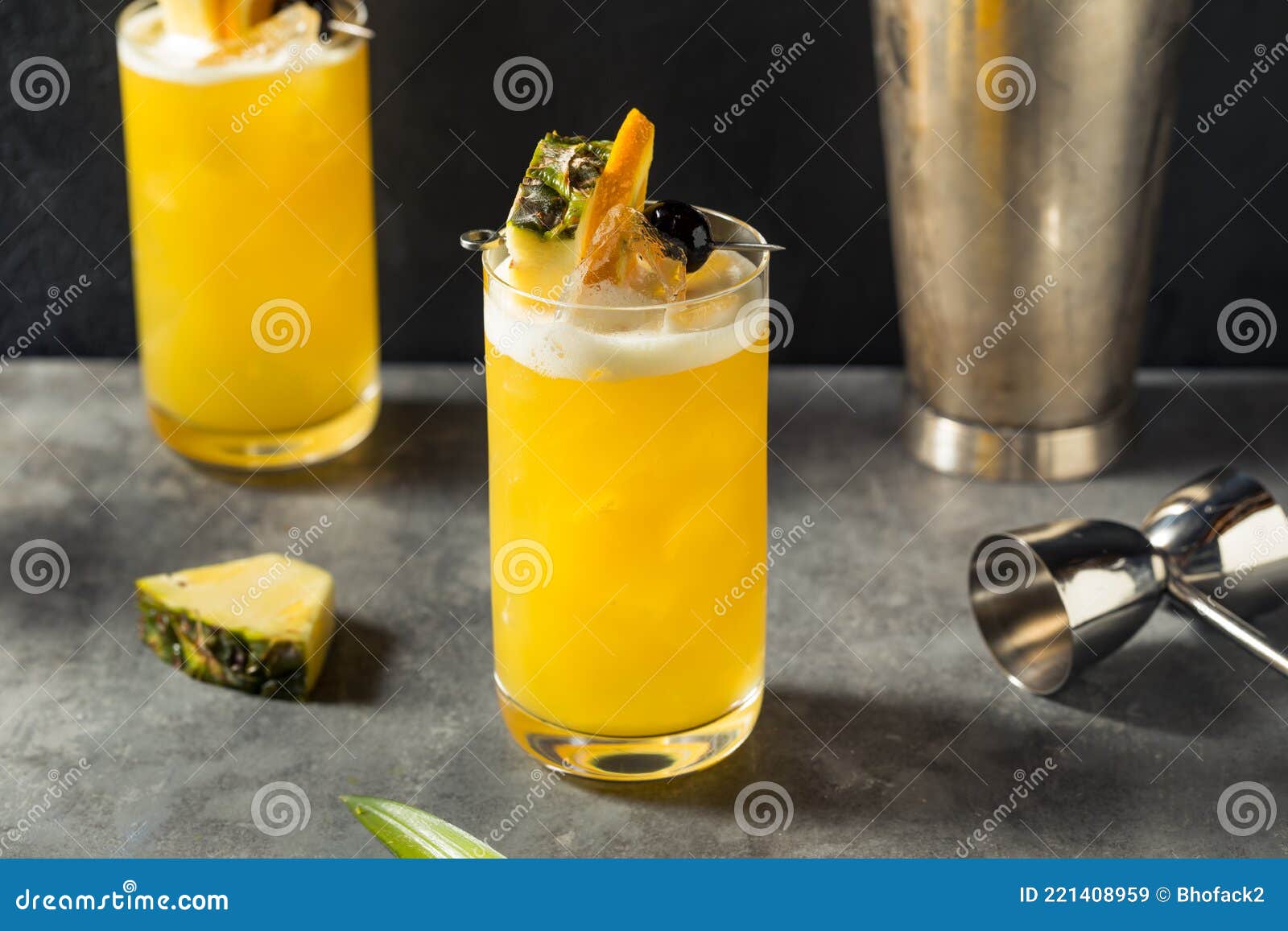 Refreshing Boozy Yellow Bird Cocktail Stock Image - Image of glass ...
