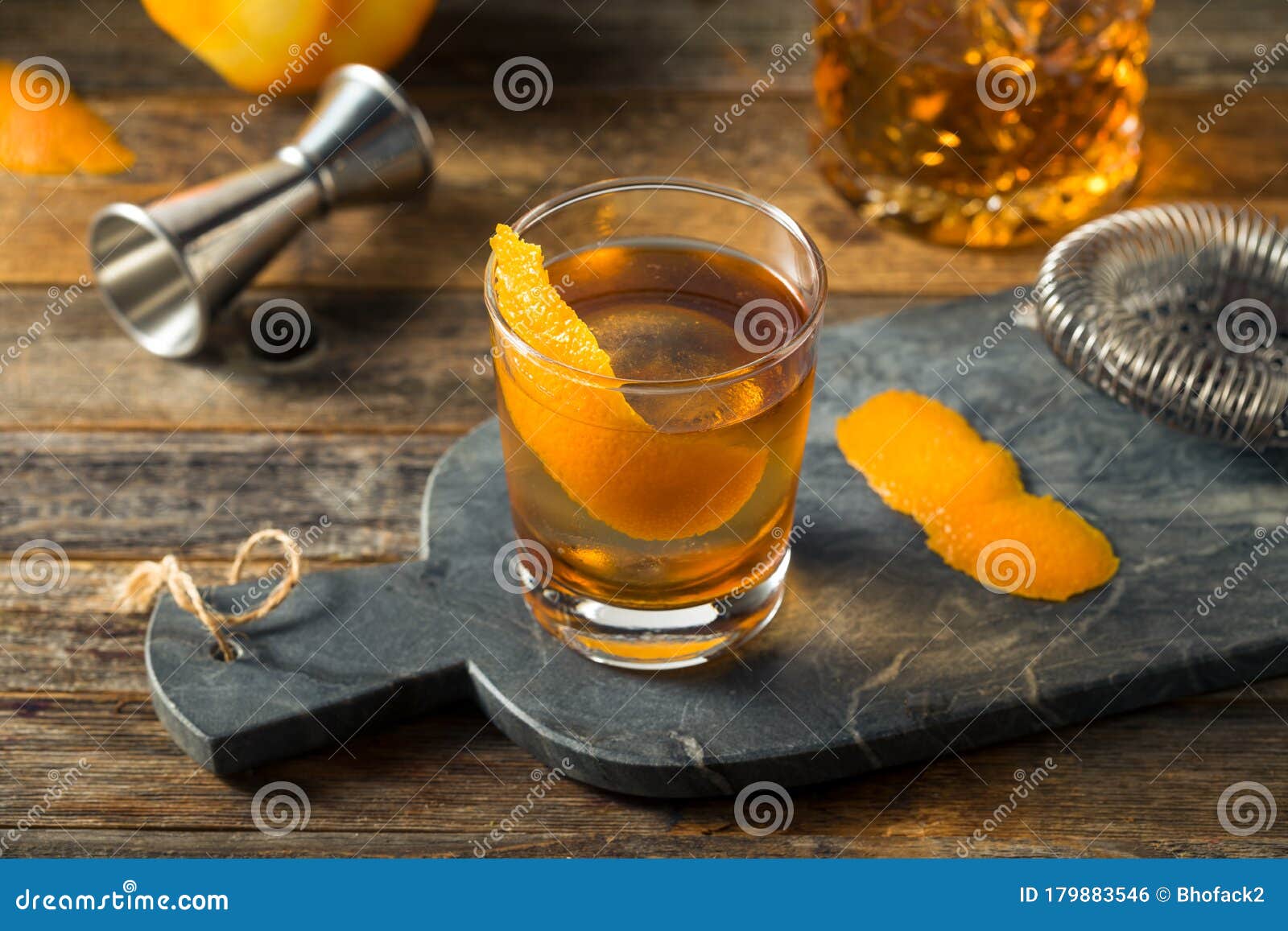 Refreshing Bourbon Old Fashioned Cocktail Stock Photo - Image of orange ...